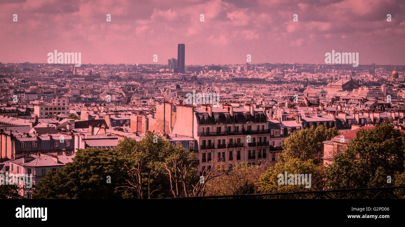 Paris Rooftops from Montmartre With Montparnasse Tower in the Distance ...
