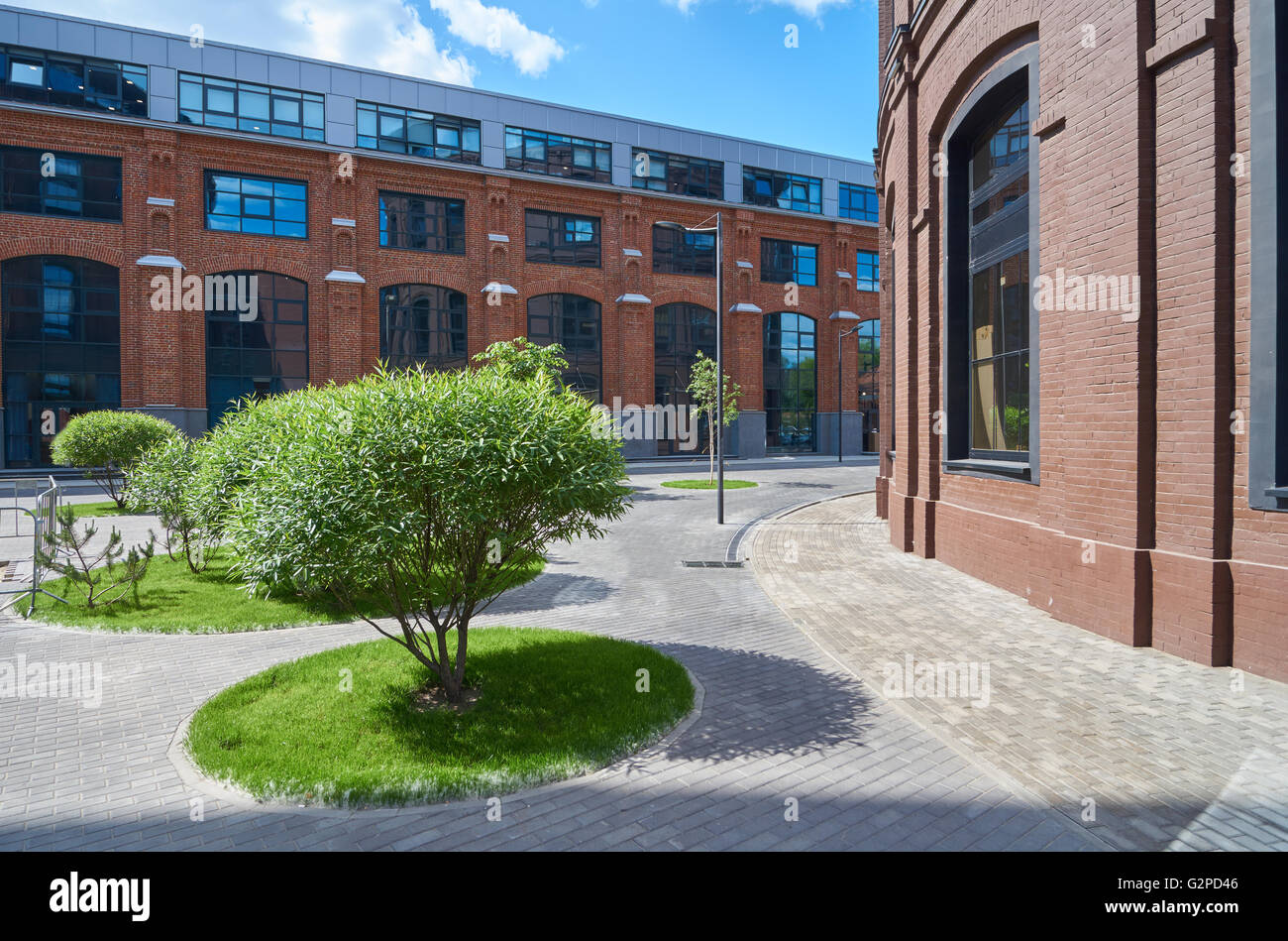 Reconstructed red brick buildings on the territory of former Arma ...