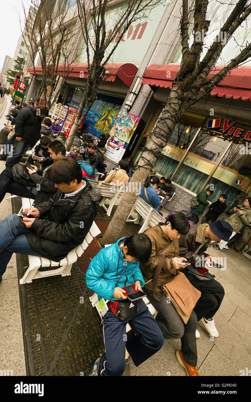 Japan, Tokyo, Akihabara, outside Yodobashi Camera mega store, men, boys ...