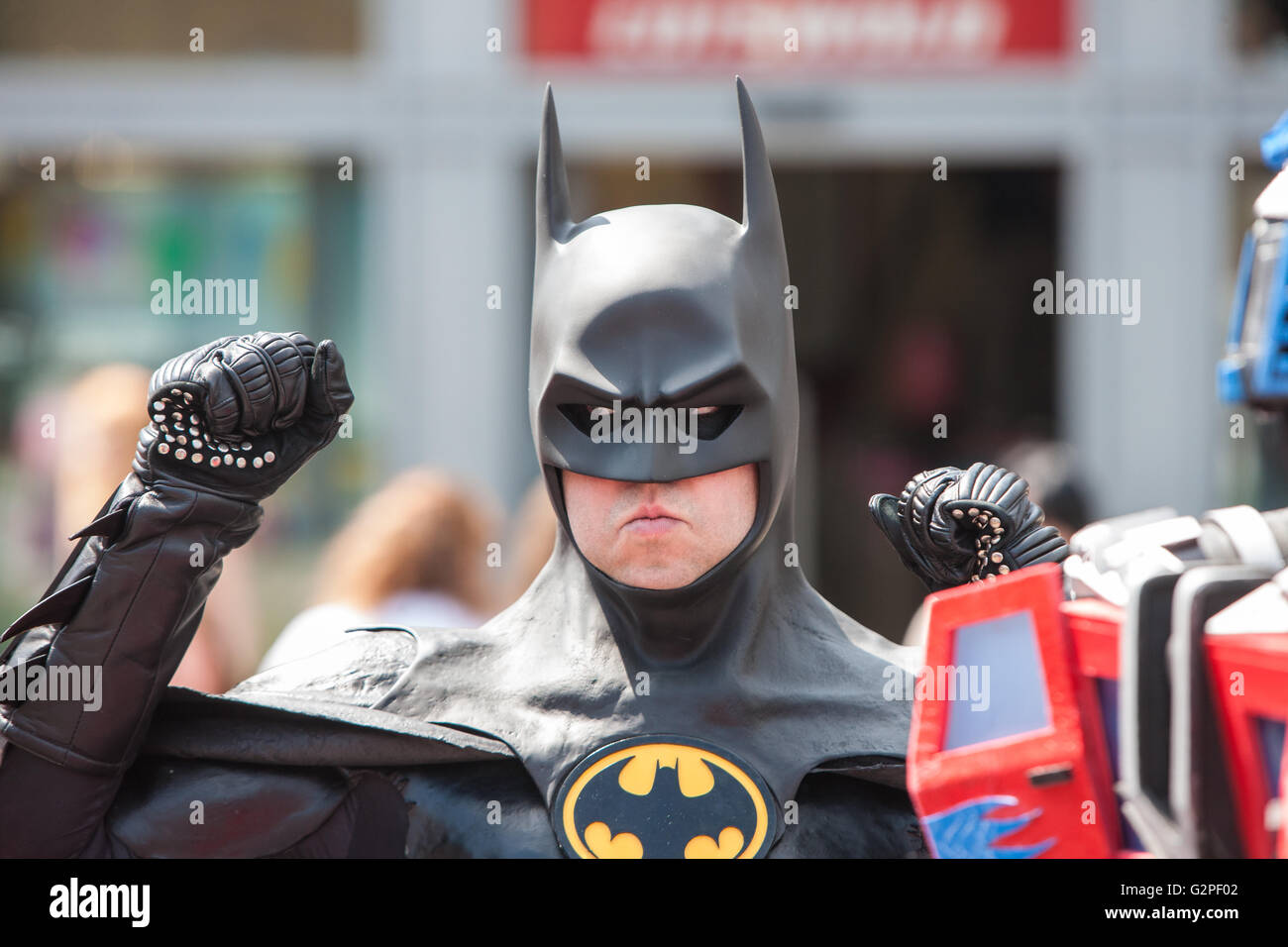Carmarthenshire, Wales, UK. 1st June, 2016. On a sunny day comic hero ...