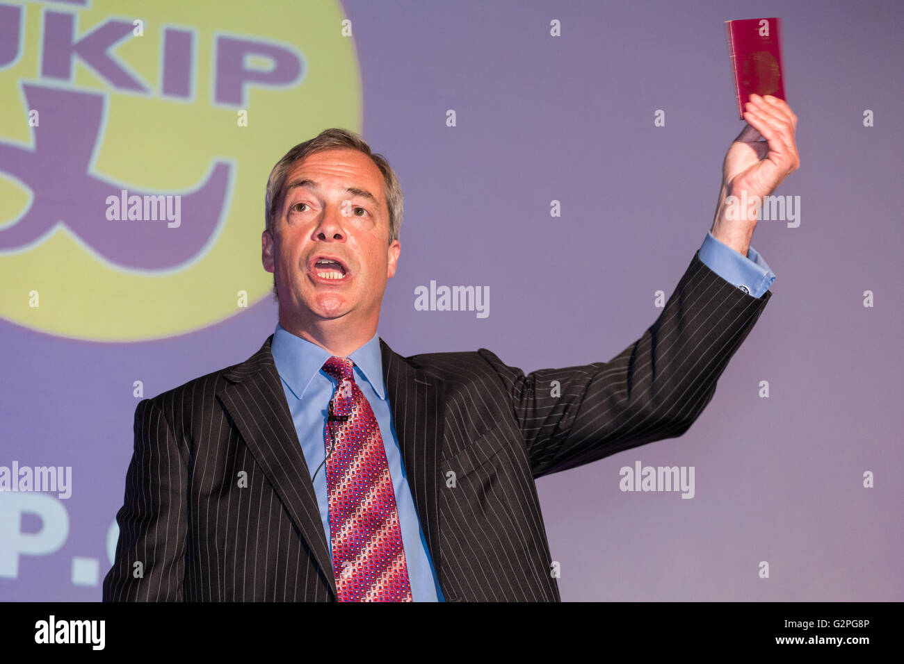 Leeds, West Yorkshire. 1 June 2016. Leader of the UKIP Party and MEP ...