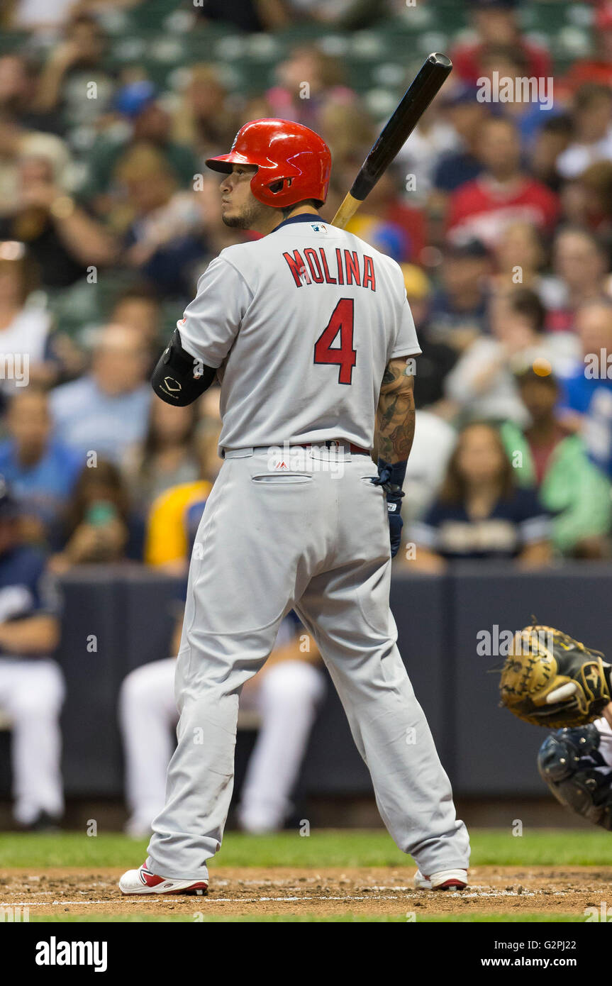 Milwaukee, WI, USA. 31st May, 2016. St. Louis Cardinals catcher Yadier ...