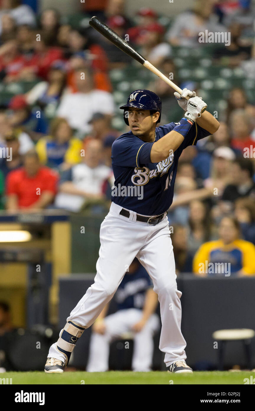 Milwaukee, WI, USA. 31st May, 2016. Milwaukee Brewers center fielder ...