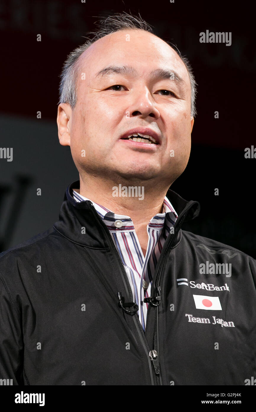SoftBank Chairman and CEO Masayoshi Son speaks during a news conference ...