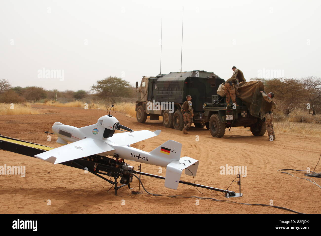 Gao, Mali. 7th May, 2016. A 'Luna' drone at 'Camp Castor', where German ...