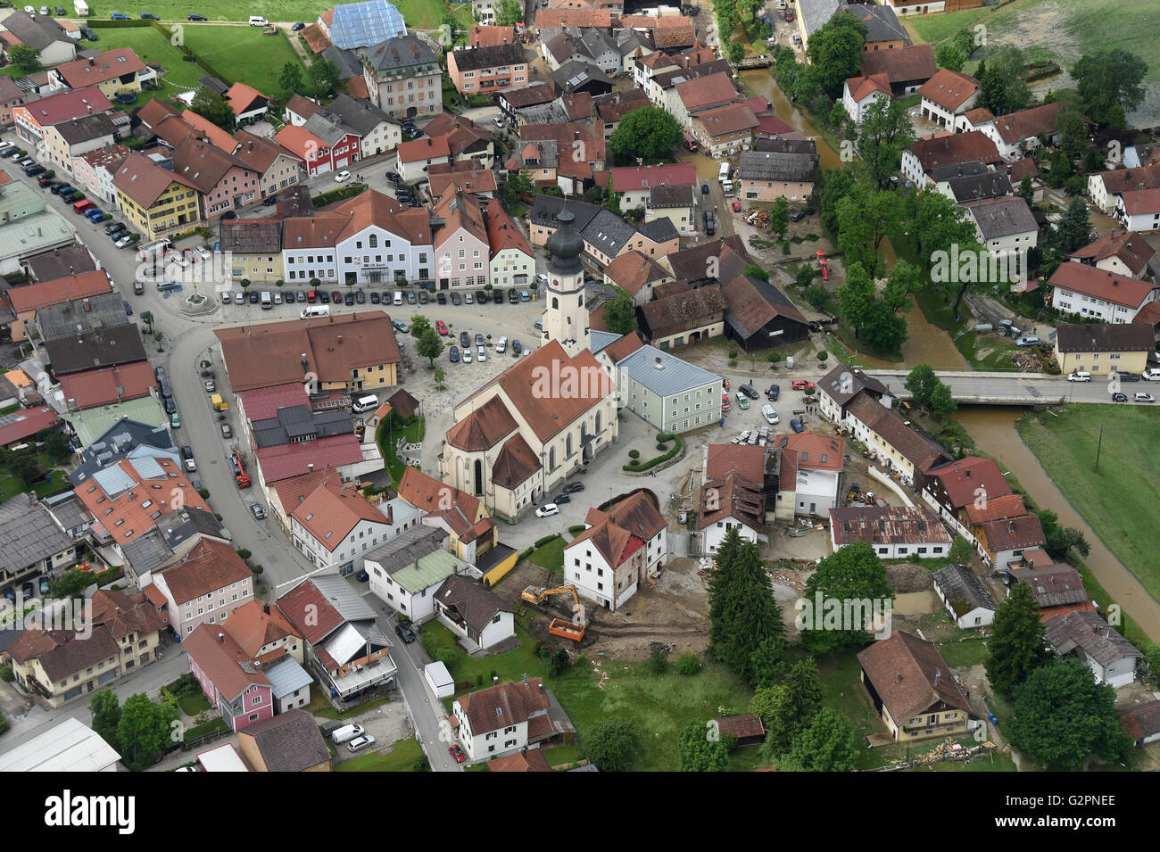 Simbach, Germany. 02nd June, 2016. View over flood damage in Simbach ...