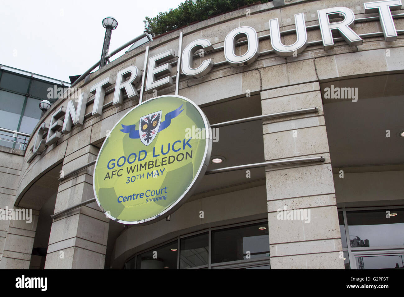 Wimbledon London, UK. 2nd June 2016. A large sign outside Centre Court ...