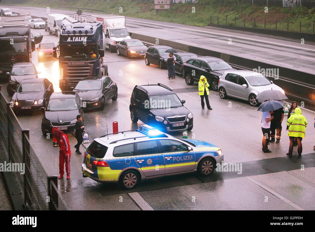 Police car blocks road access hi-res stock photography and images - Alamy