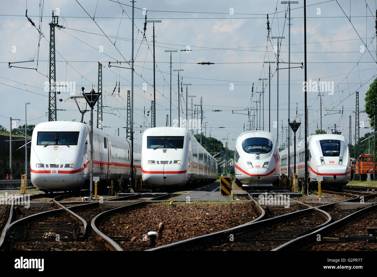 Berlin, Germany. 2nd June, 2016. Four generations of ICE highspeed ...