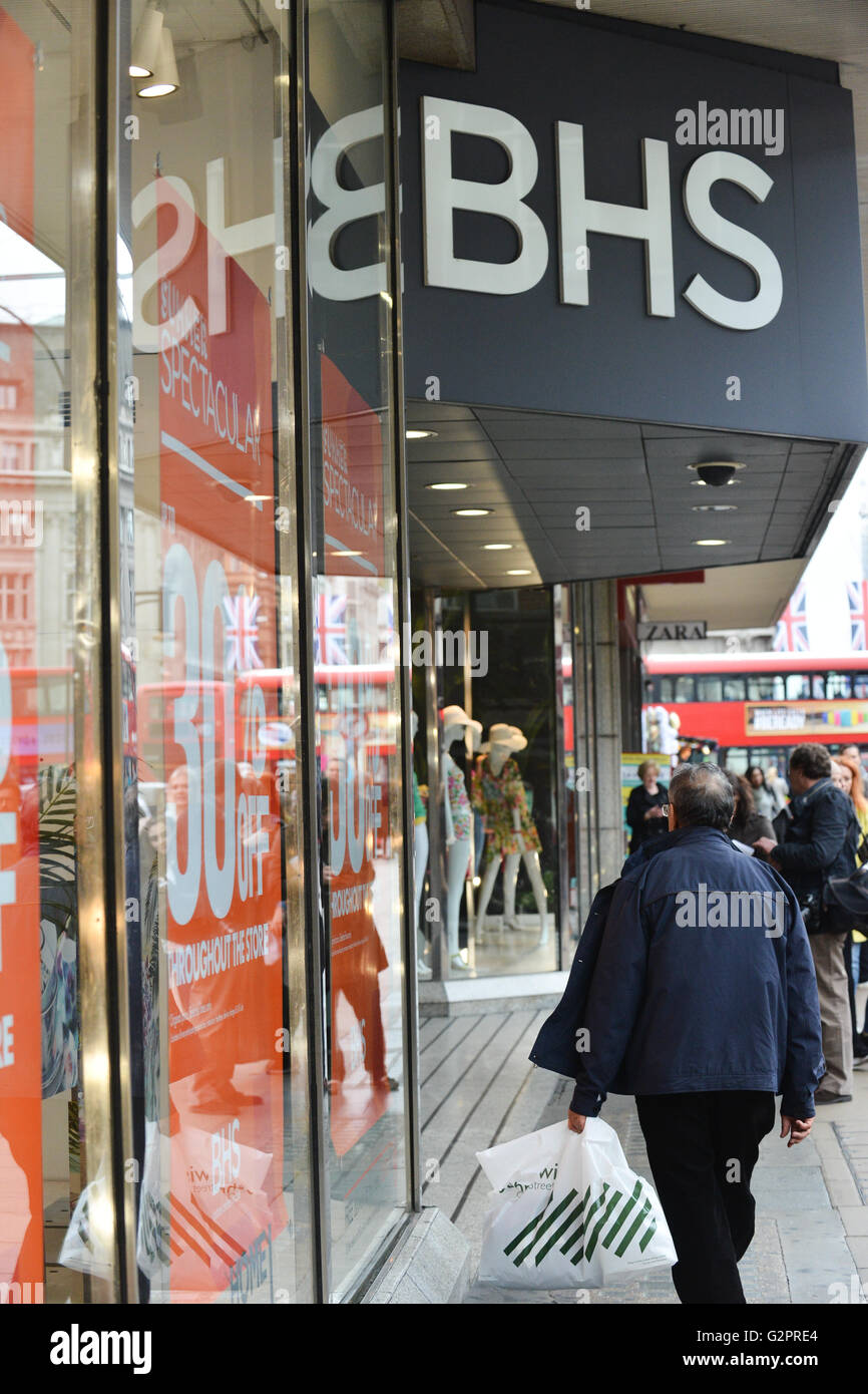 Oxford Street, London, UK. 2nd June 2016. BHS flagship store on Oxford ...