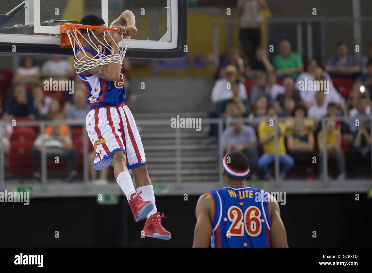 Budapest, Hungary. 2nd June, 2016. A player of Harlem Globetrotters ...