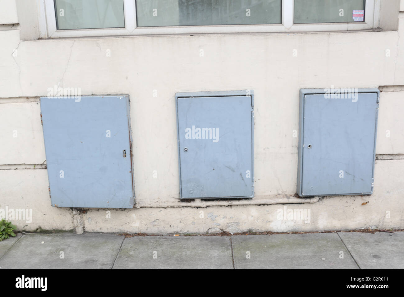 3 service gas/electricity/water cabinets Stock Photo - Alamy