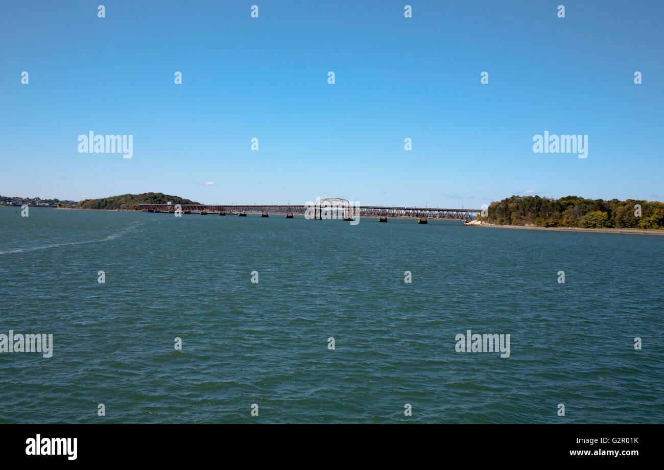 Bridge to Long Island Boston harbor and islands an area of ...