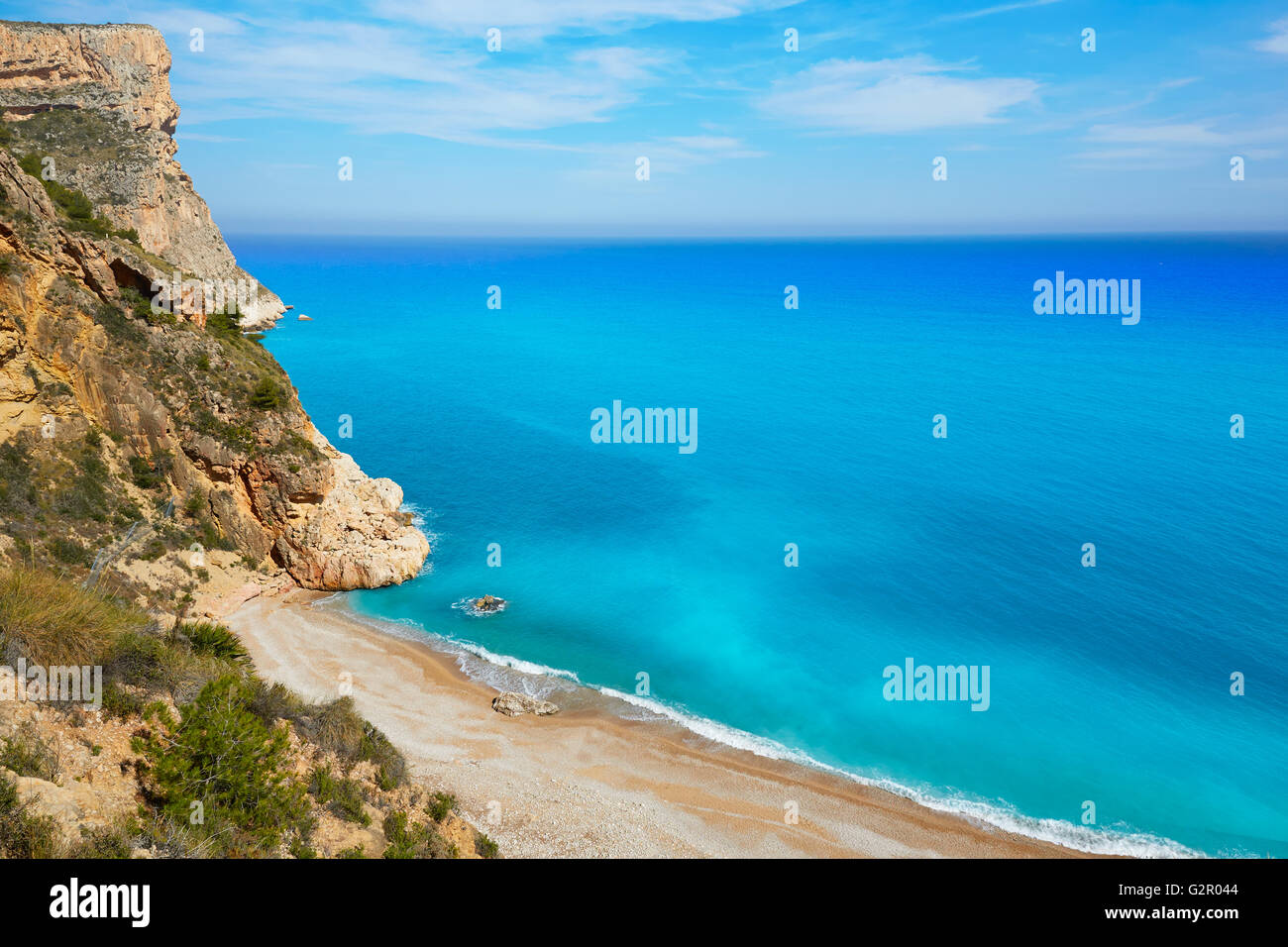 Cala del Moraig beach in Benitatxell of Alicante in Spain Stock Photo ...