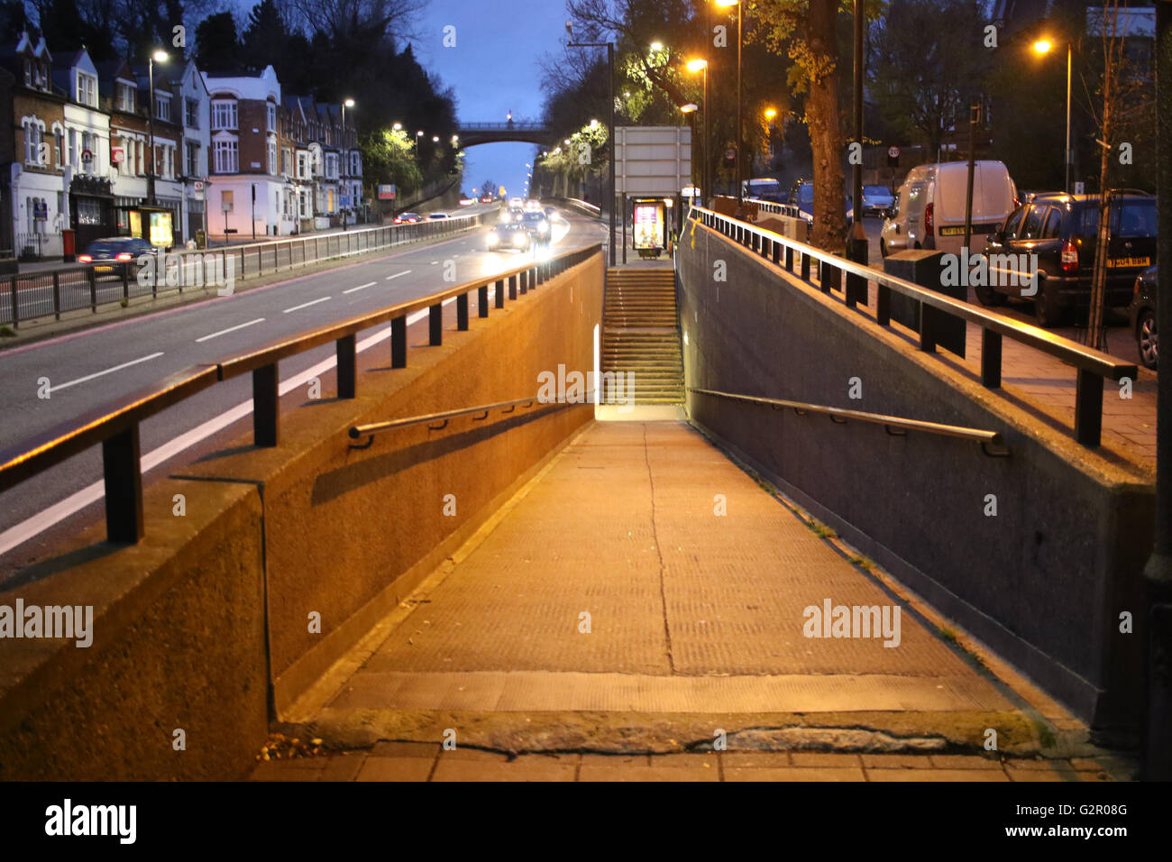 Entrance to subway underpass under Archway road, London Stock Photo - Alamy