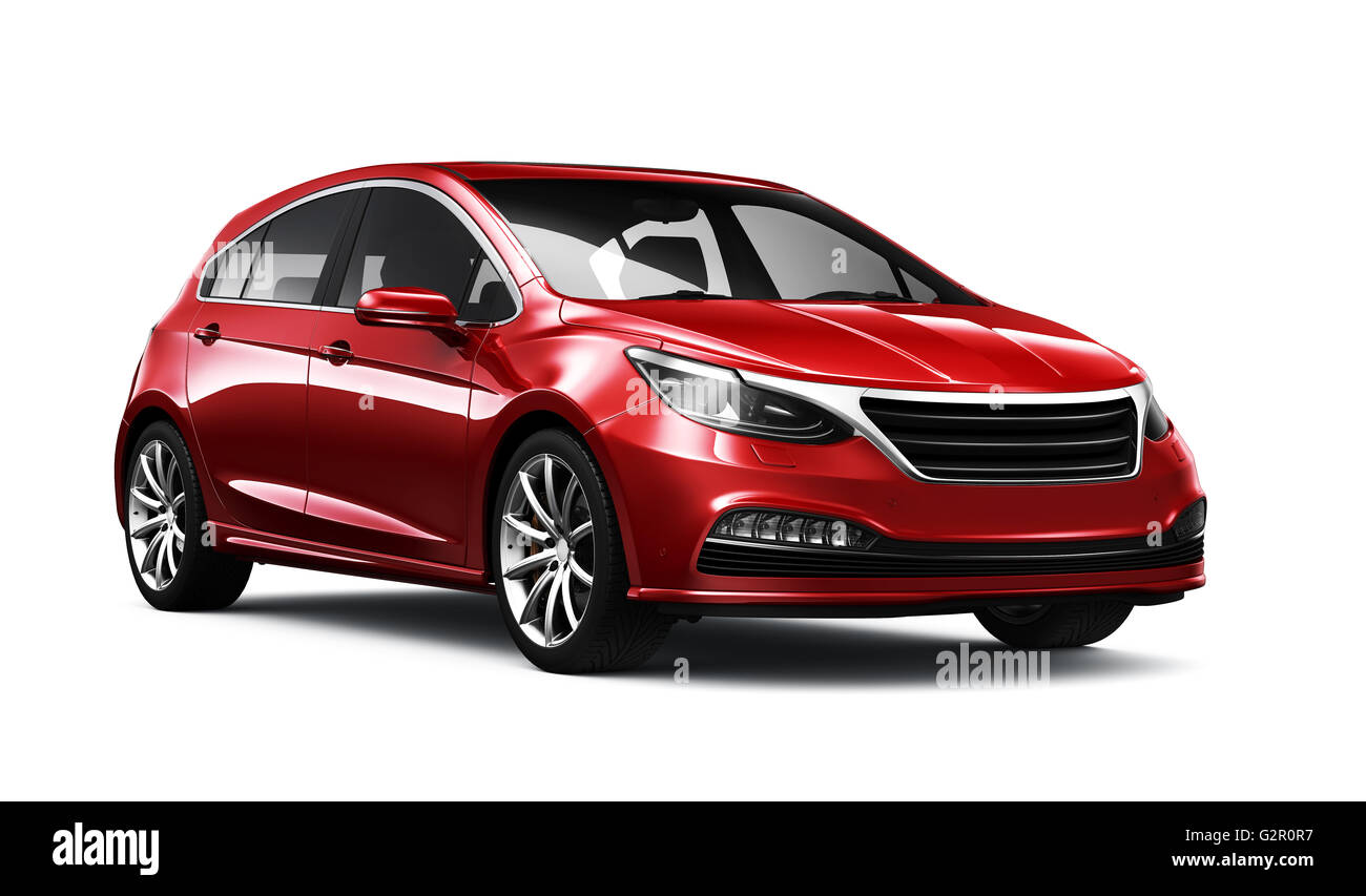 Red generic hatchback car Stock Photo - Alamy