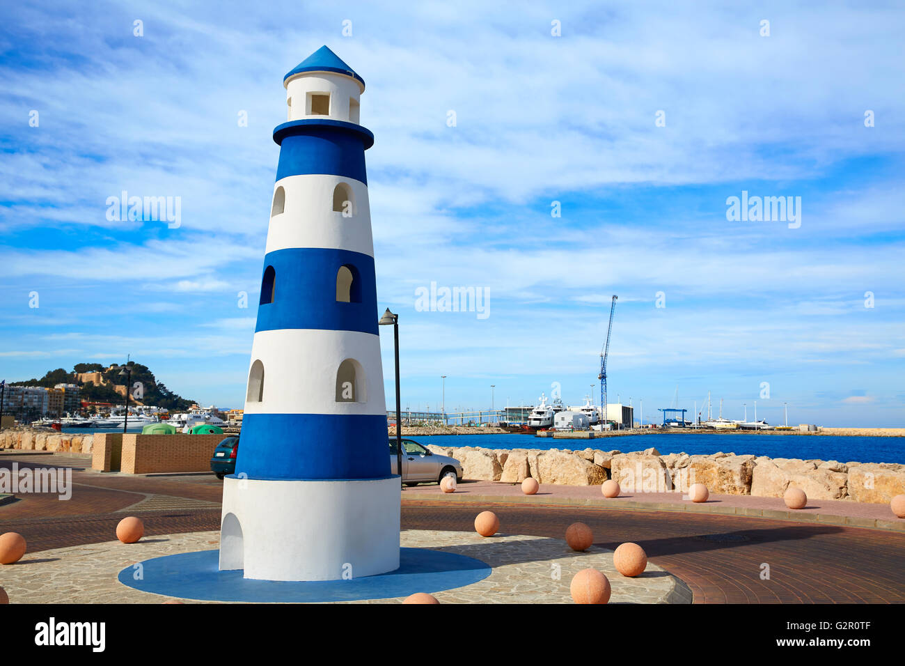 Denia Lighthouse monument in Mediterranean sea of Alicante Spain Stock ...