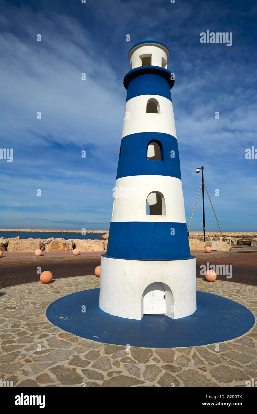 Denia Lighthouse monument in Mediterranean sea of Alicante Spain Stock ...