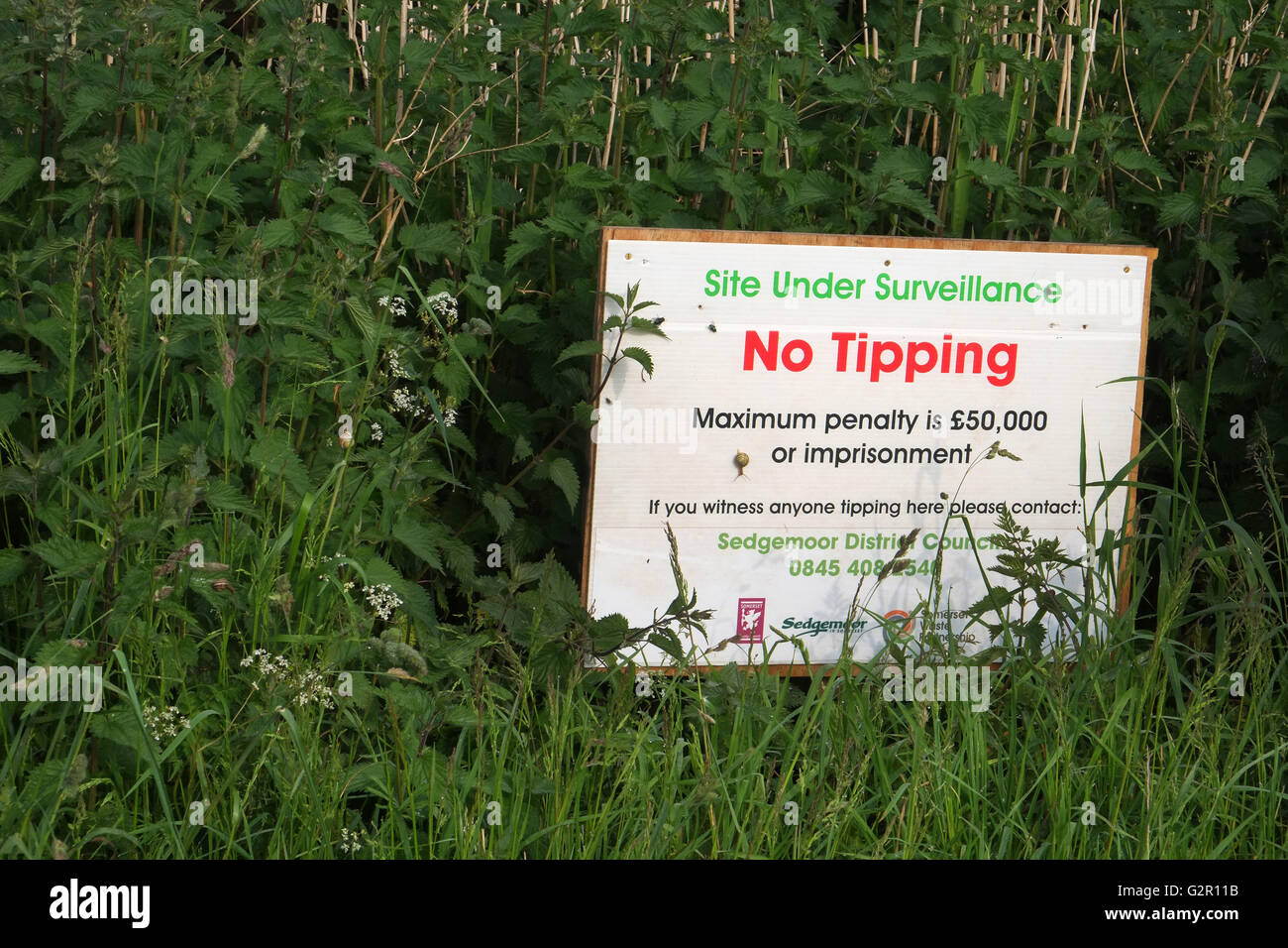 No tipping sign, Maximum penalty £50,000 site under surveillance, fly ...
