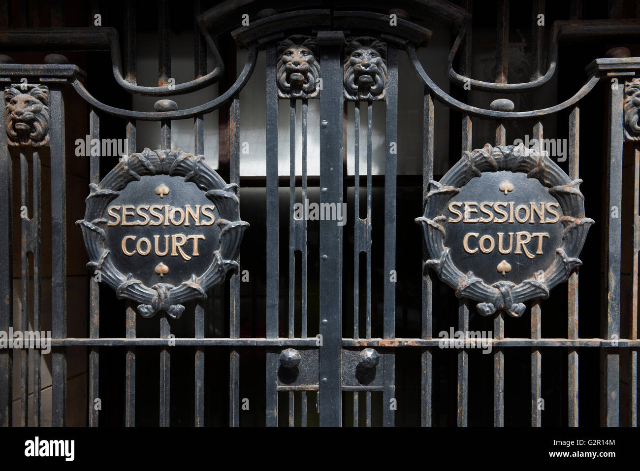 Metal gates at entrance to old Sessions Court Building, Hull, Yorkshire ...