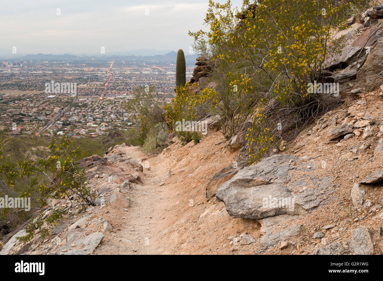 The Geronimo Trail descending toward Phoenix. South Mountain Park ...