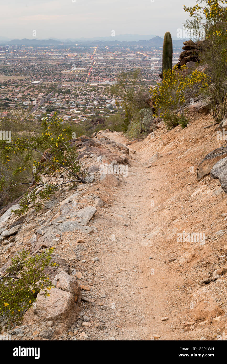 The Geronimo Trail descending toward Phoenix. South Mountain Park ...