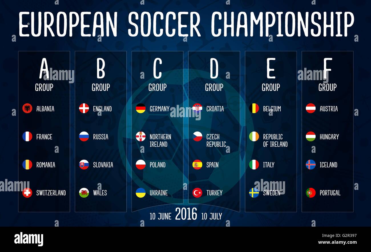 European soccer championship 2016 group stages vector design on ...