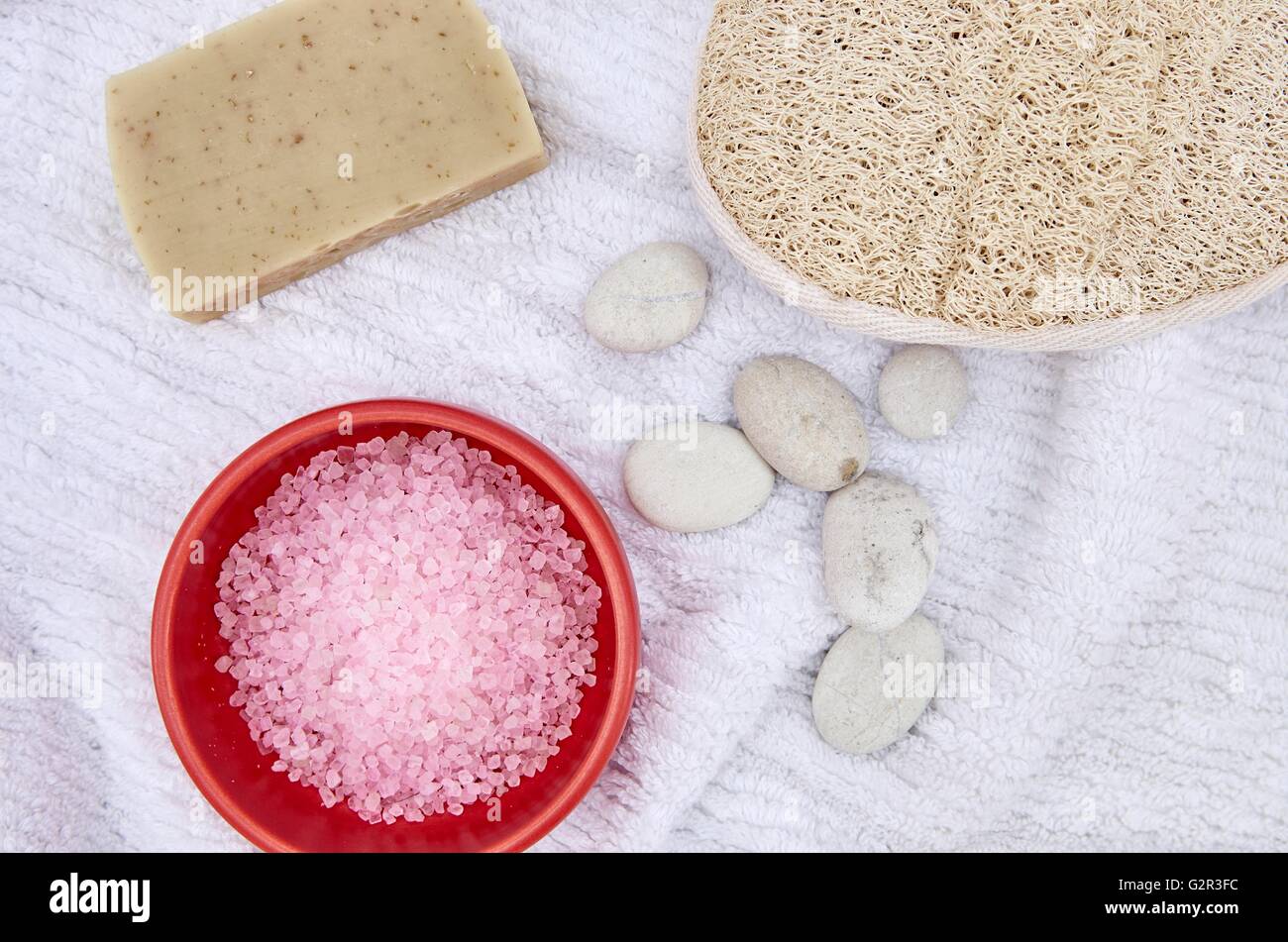 A studio photo of day spa items Stock Photo - Alamy