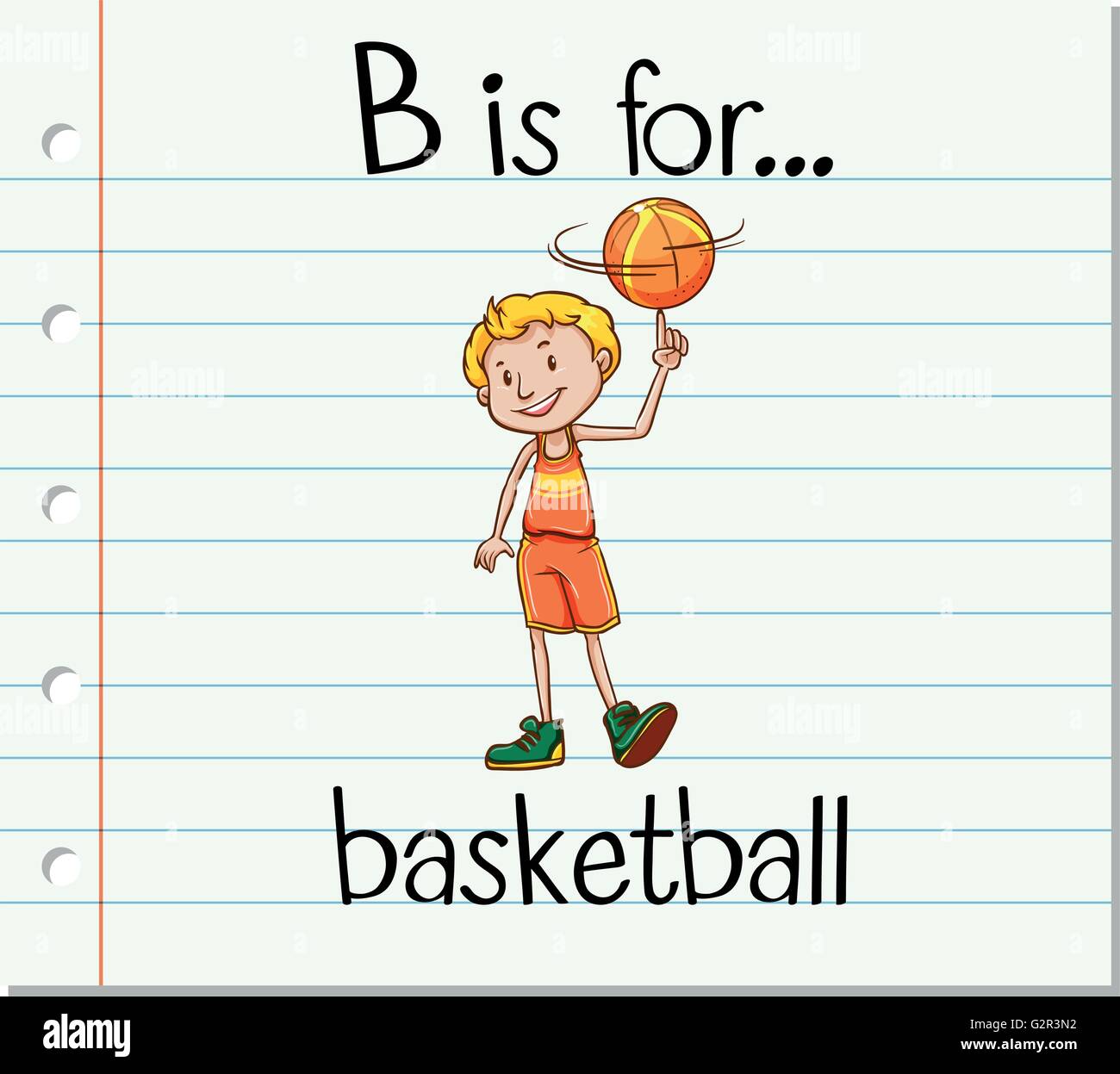 Flashcard letter B is for basketball illustration Stock Vector Image ...