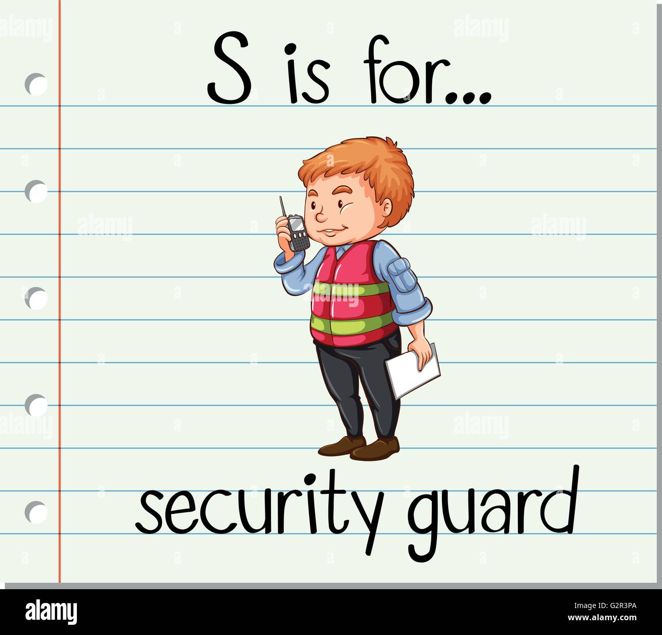 Flashcard letter S is for security guard illustration Stock Vector ...