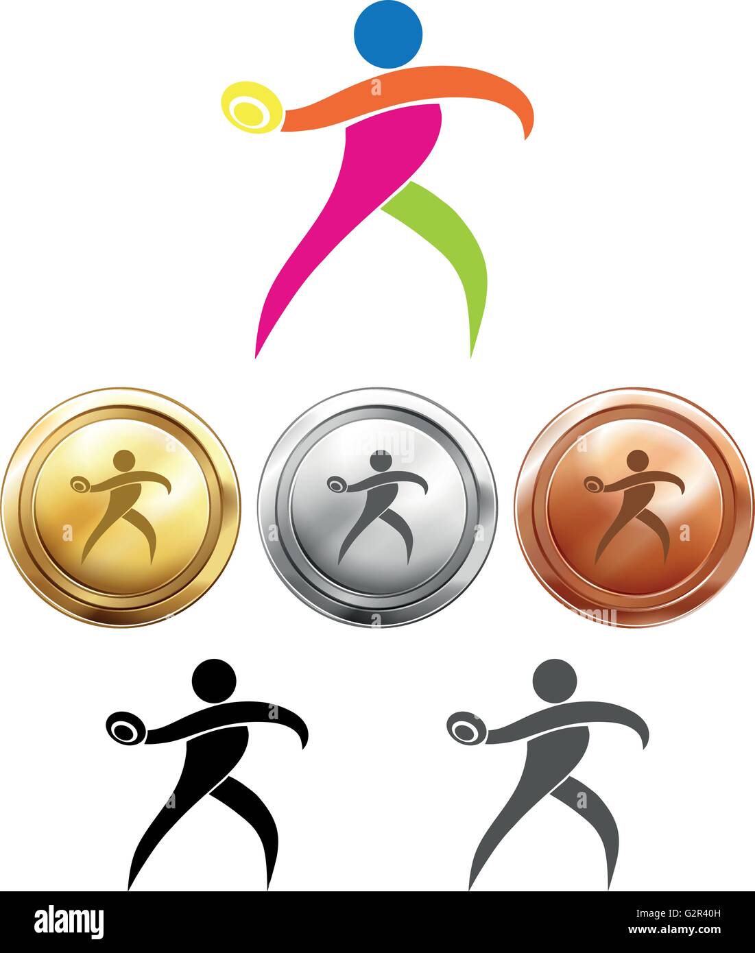 Sport medals with discus throwing illustration Stock Vector Image & Art ...
