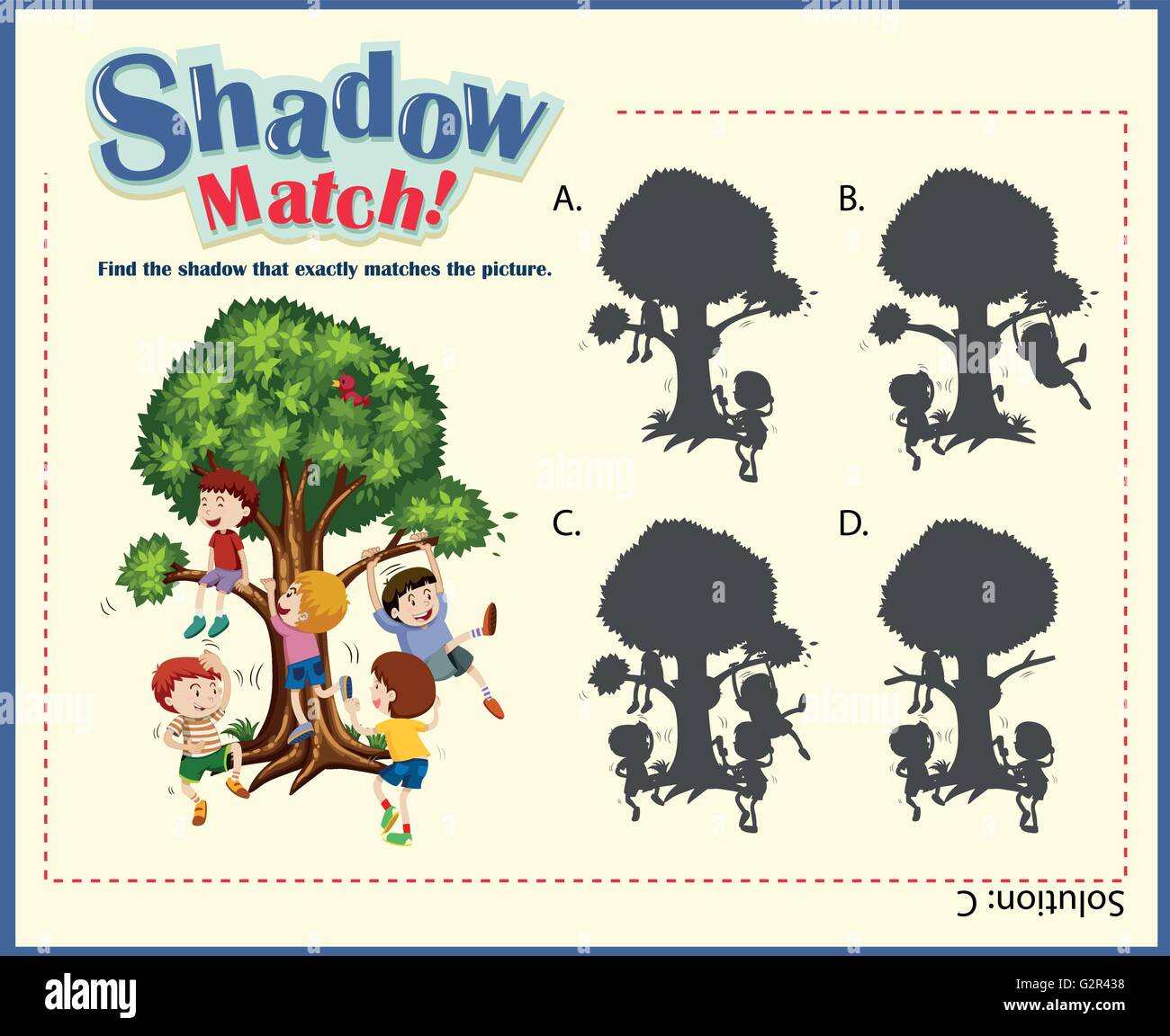 Game template for shadow matching children illustration Stock Vector ...