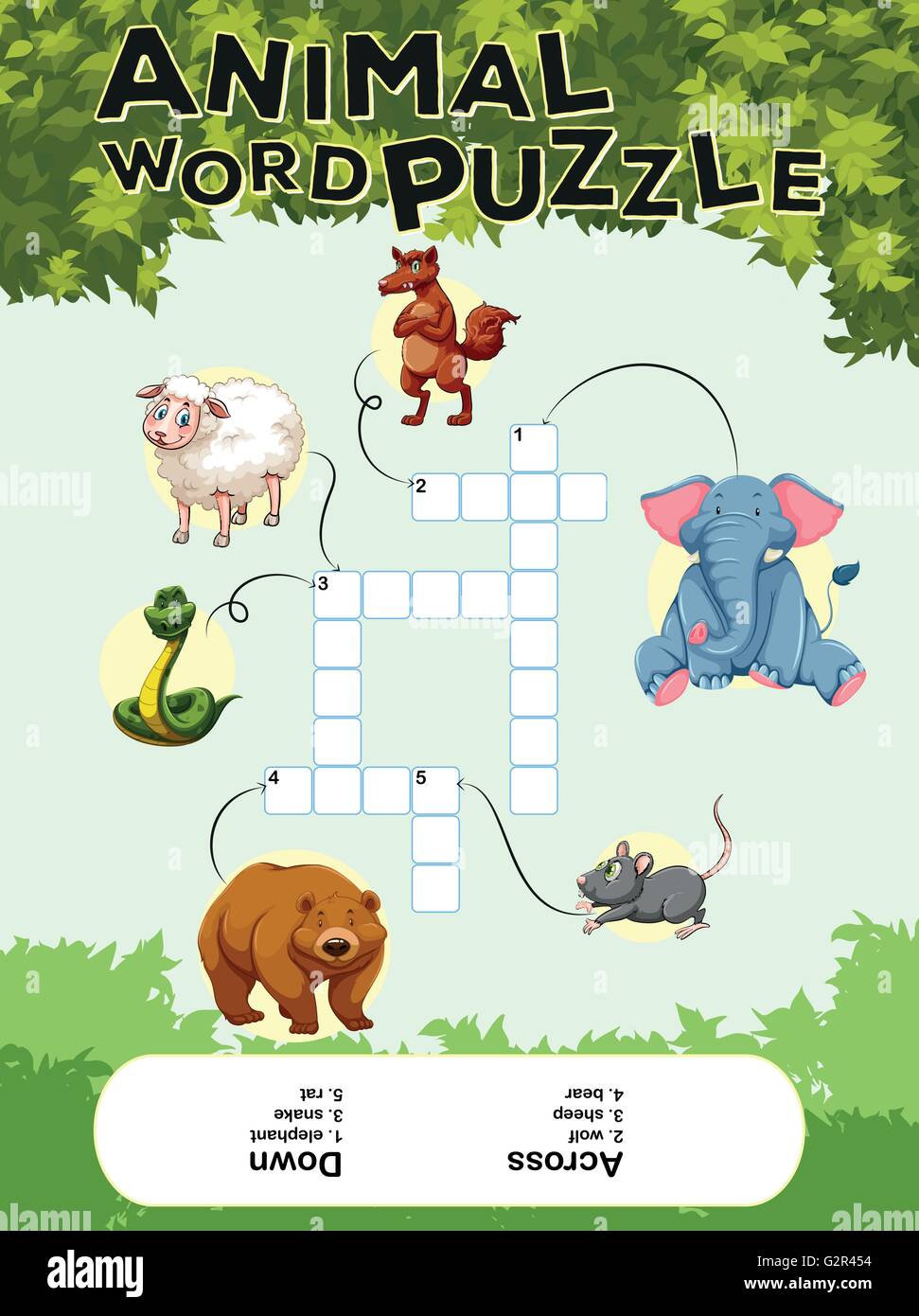 Crossword puzzle with many animals illustration Stock Vector Image ...