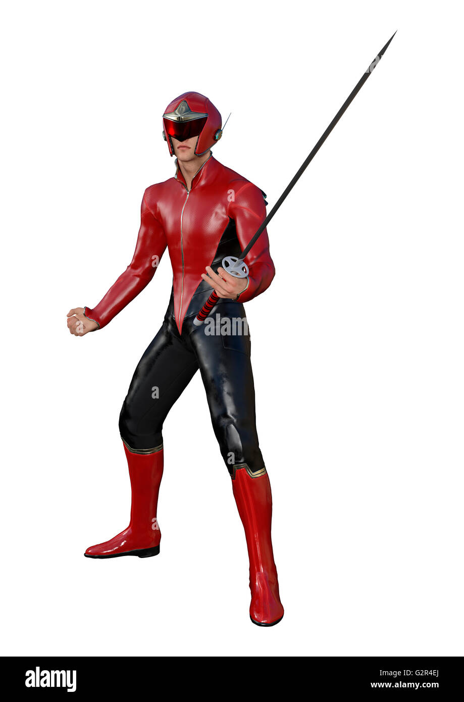 3D digital render of a male hero isolated on white background Stock ...