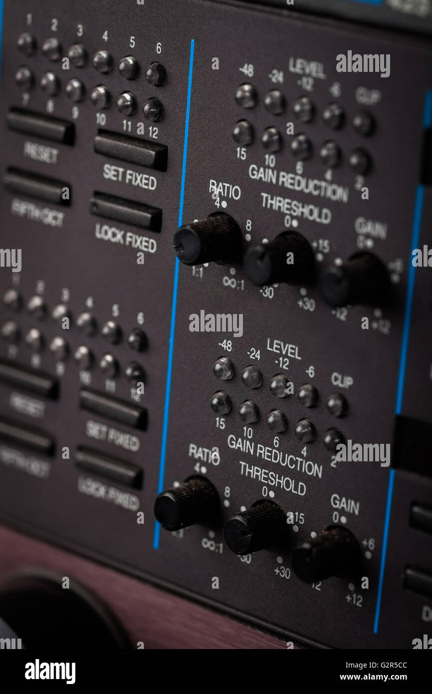 Color image of many buttons in a sound recording studio Stock Photo - Alamy