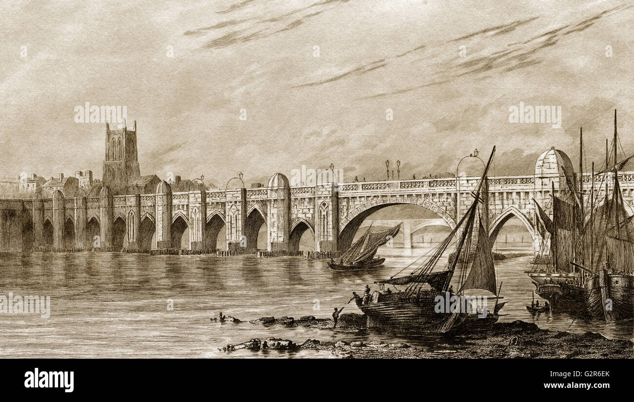 Old medieval London Bridge, London, England, UK Stock Photo: 105001531 ...