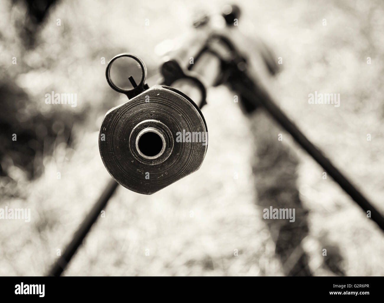 Close up photo of heavy sniper rifle from World War II. Gun scene ...
