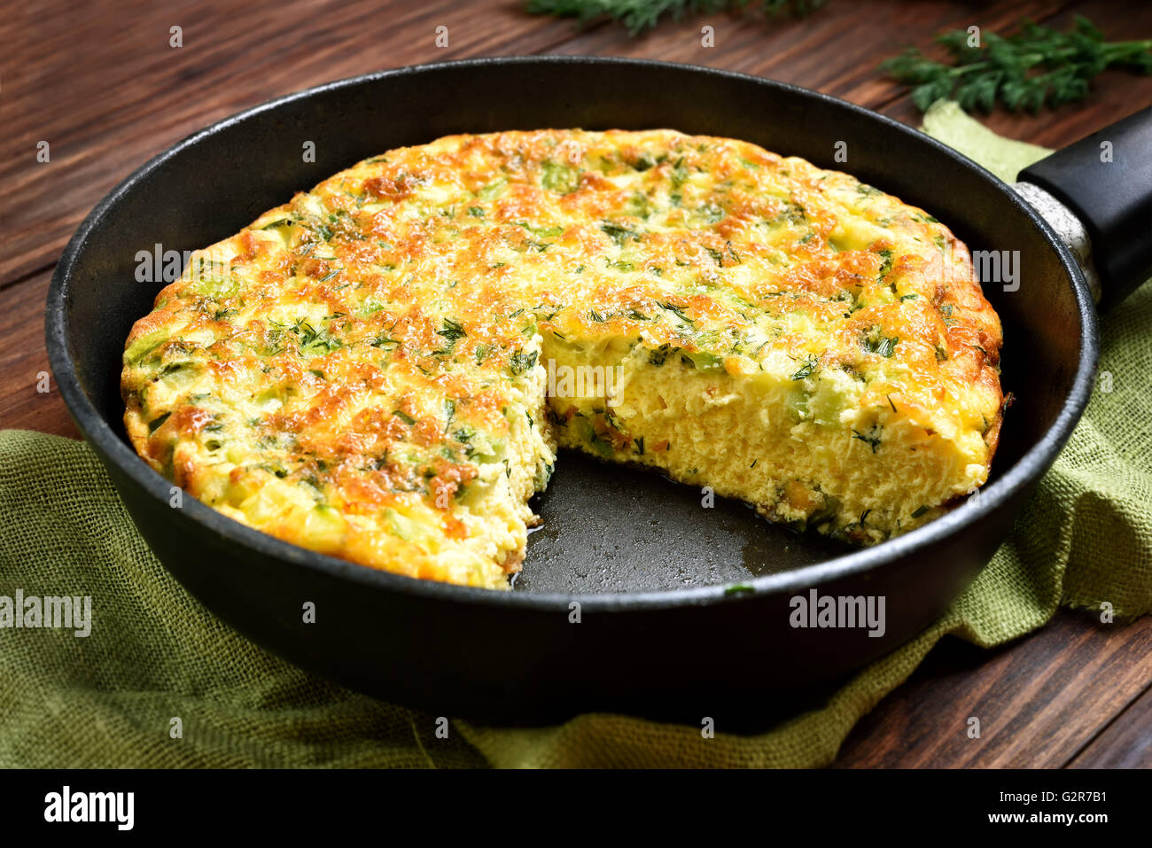 Omelet in frying pan, close up view Stock Photo - Alamy