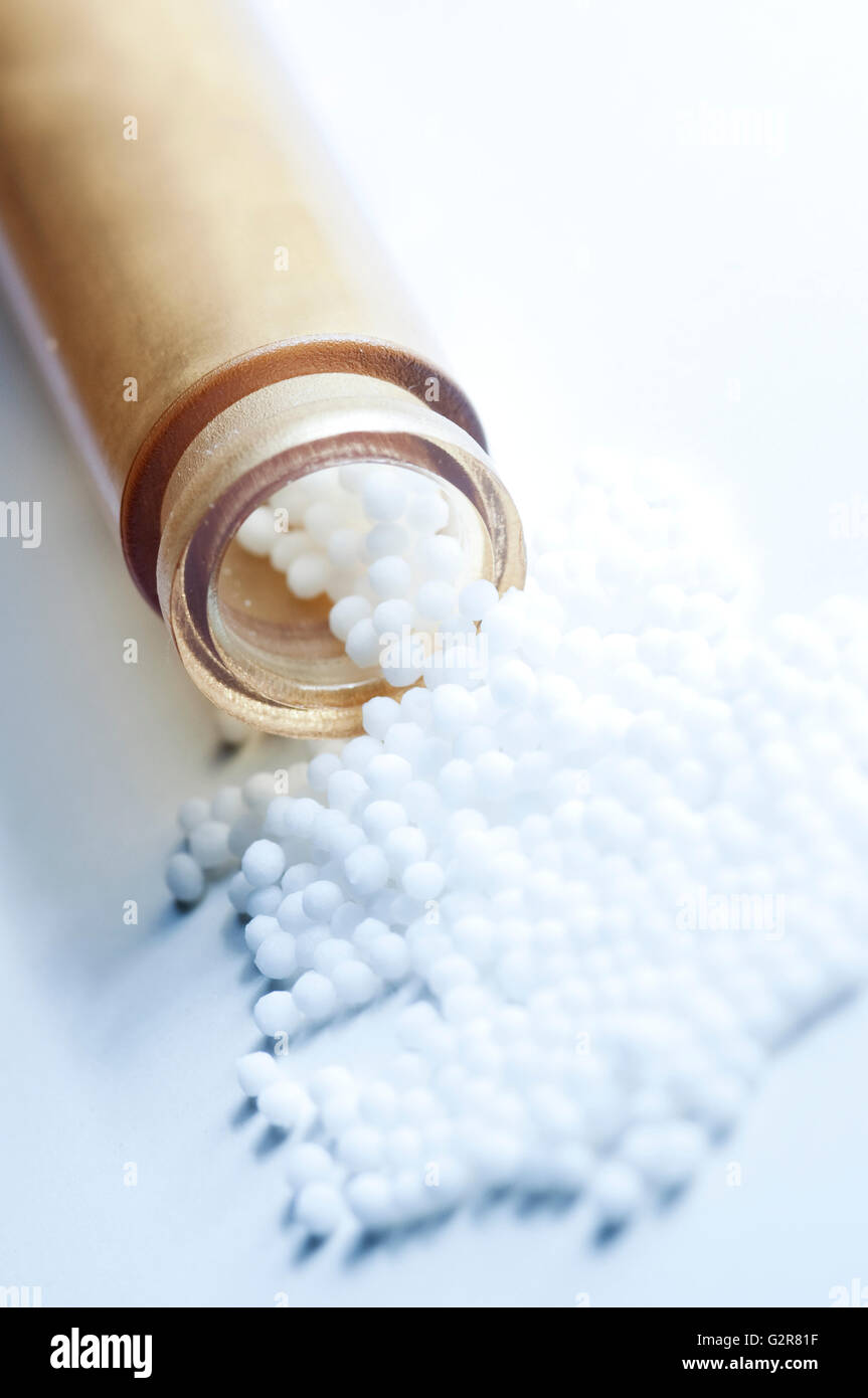 Homeopathic Pills in Glass Tubes Stock Photo - Alamy