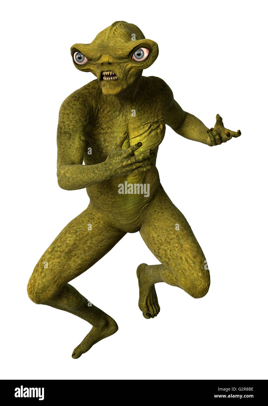 3D rendering of a green alien isolated on white background Stock Photo ...