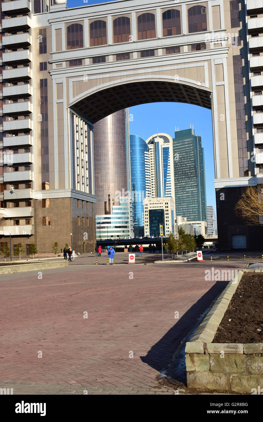 Street view with modern buildings in Astana, capital of Kazakhstan ...