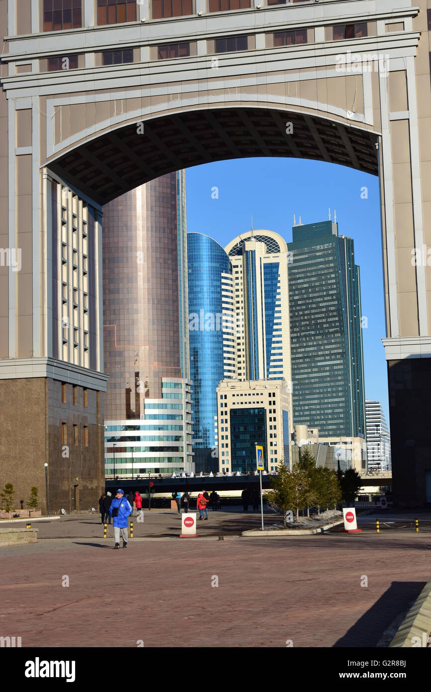 Street view with modern buildings in Astana, capital of Kazakhstan ...