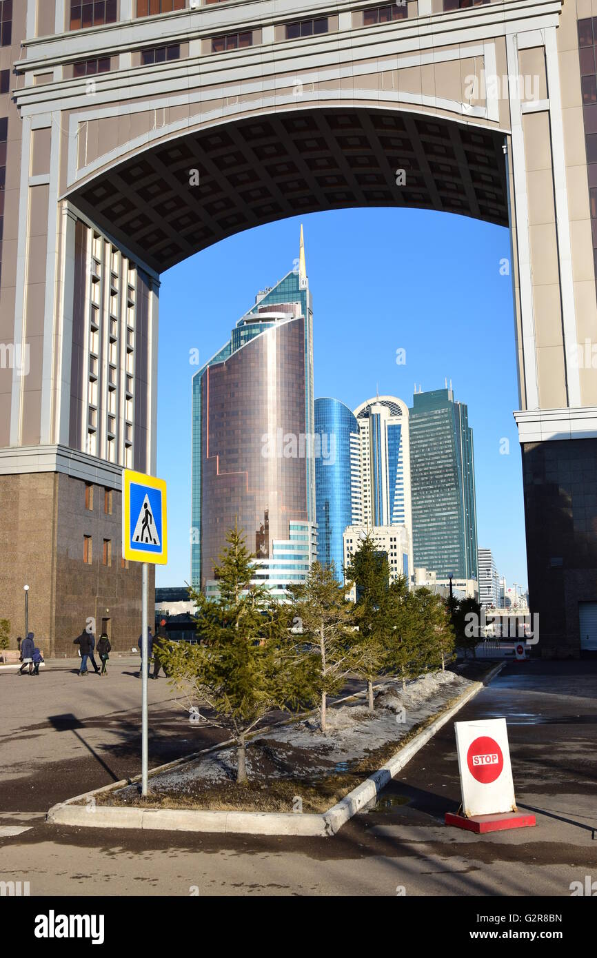 Street view with modern buildings in Astana, capital of Kazakhstan ...