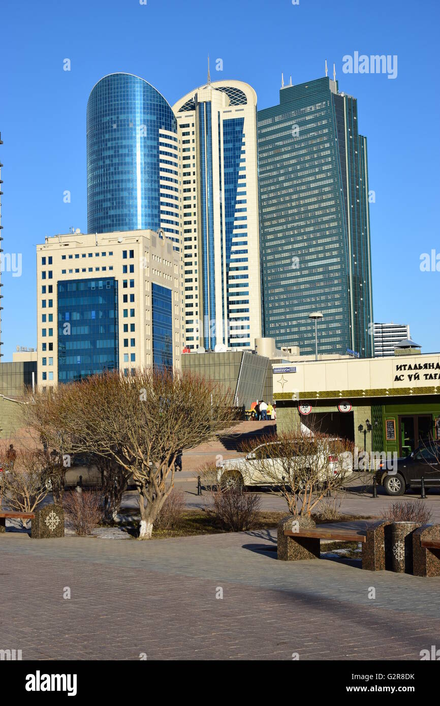 Street view with modern buildings in Astana, capital of Kazakhstan ...