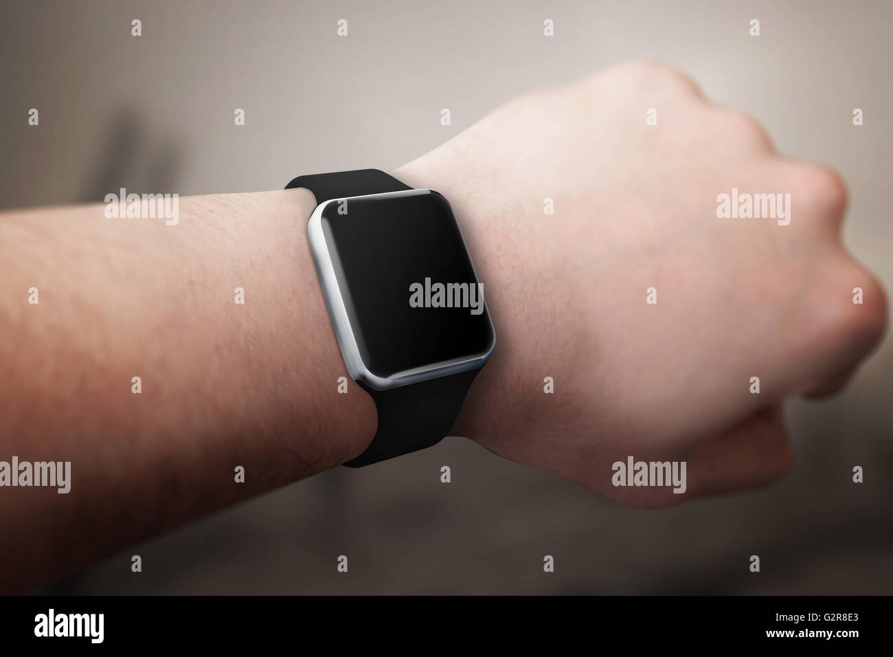 Smart watch on hand with blank screen for mockup Stock Photo - Alamy