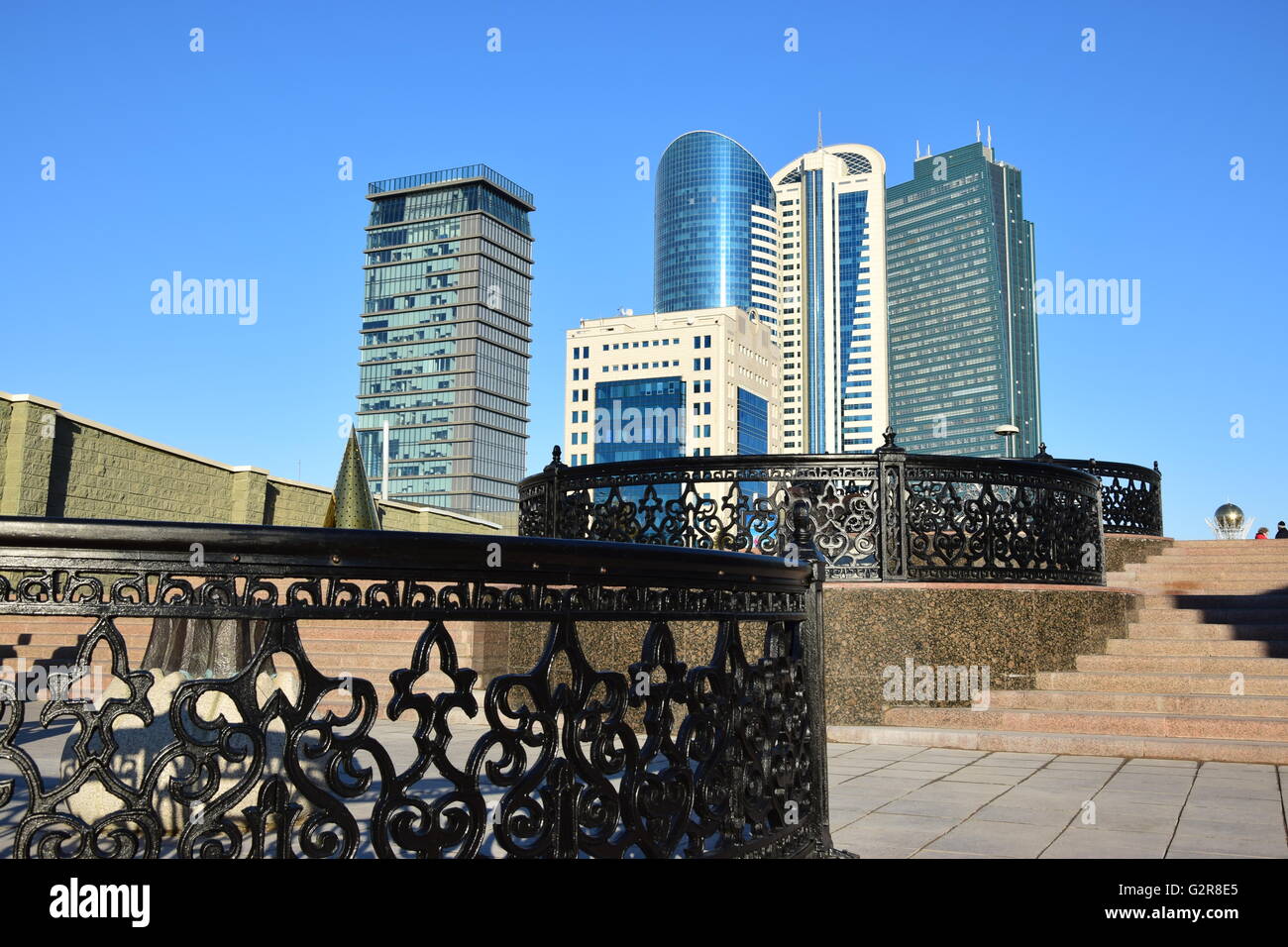 Street view with modern buildings in Astana, capital of Kazakhstan ...