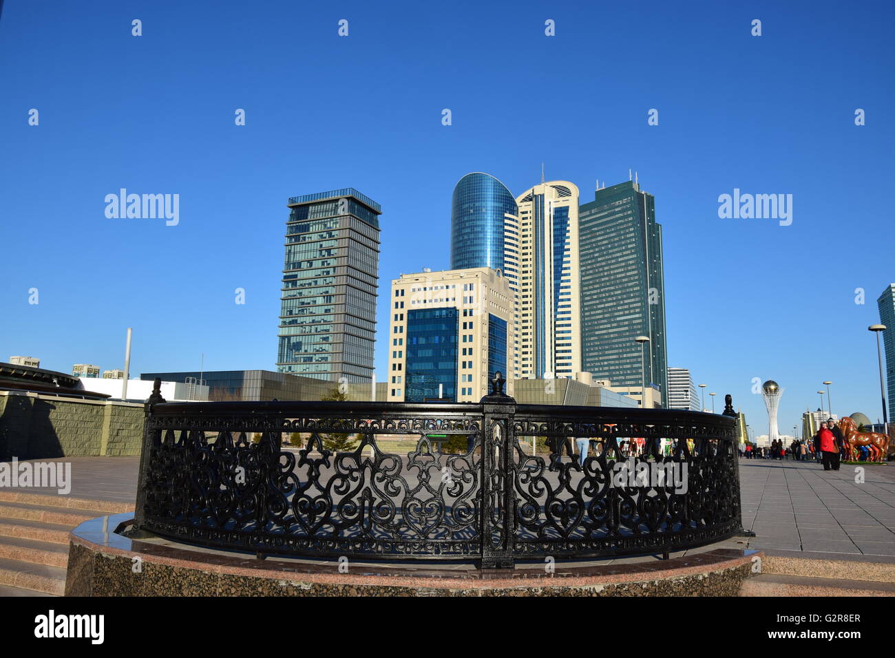 Street view with modern buildings in Astana, capital of Kazakhstan ...