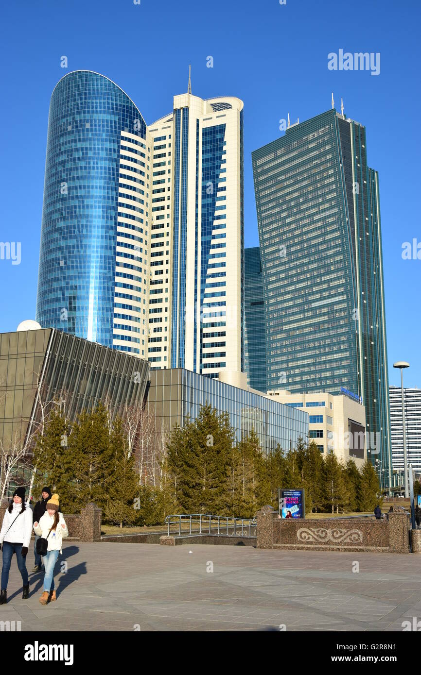 Street view with modern buildings in Astana, capital of Kazakhstan ...