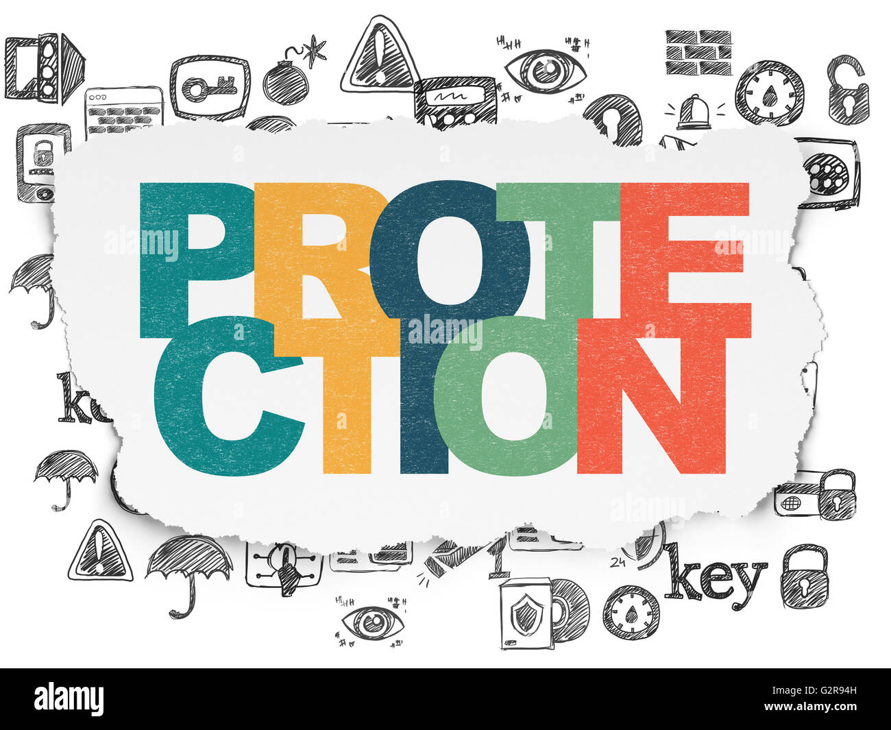 Privacy concept: Protection on Torn Paper background Stock Photo - Alamy