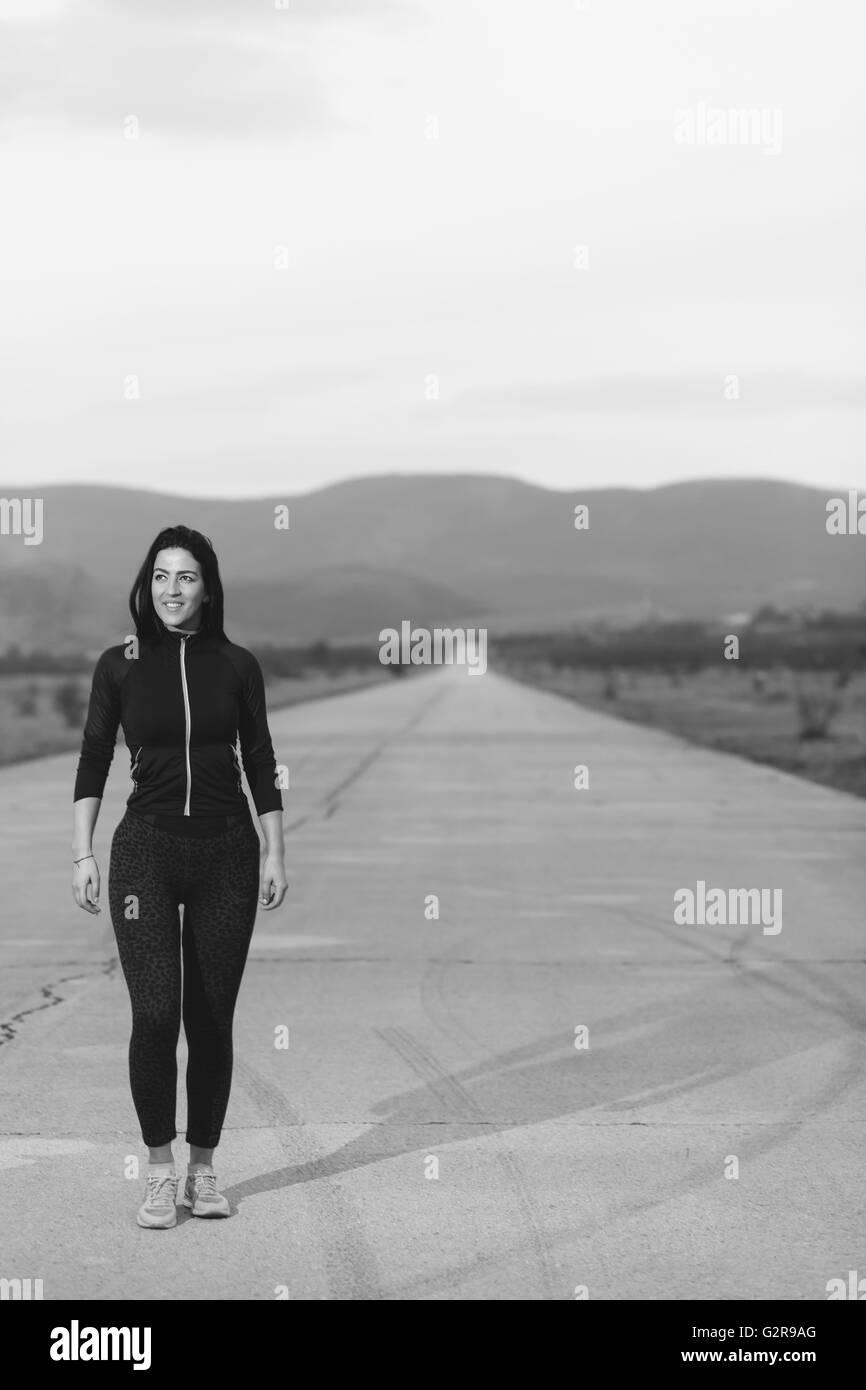 Woman in park at night Black and White Stock Photos & Images - Alamy